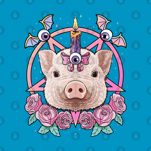 Pastel Goth Pig Pagan Creepy Menhera Farm Pig Farmer - Pastel Goth Pig ...