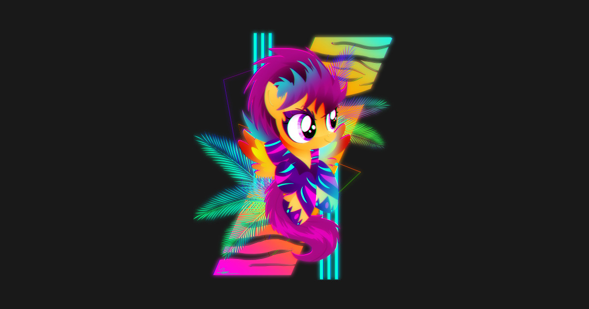 Synthwave Scootaloo - My Little Pony - T-Shirt | TeePublic