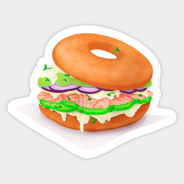 Salmon bagel sticker - Bagel - Sticker | TeePublic