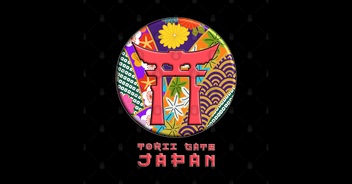 Torii Traditional Japanese Gate Floral Pattern Chrysanthemum Cherry ...