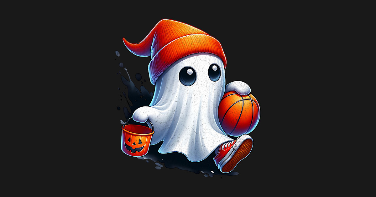 Ghost Playing Basketball Halloween Costume - Basketball Lover - T-Shirt ...