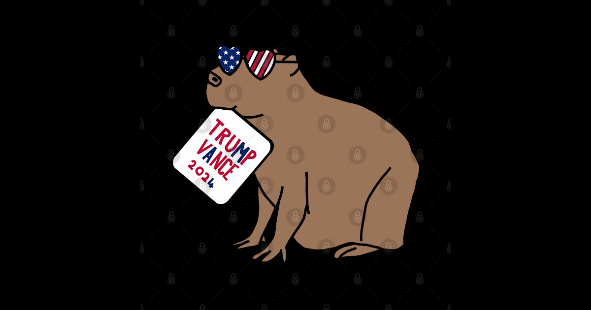 Capybara Wearing Glasses with Trump Vance 2024 Sign - Trump Vance ...