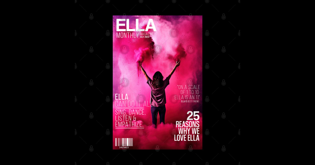Ella Monthly Magazine Cover - Gift For Ella - Sticker | TeePublic