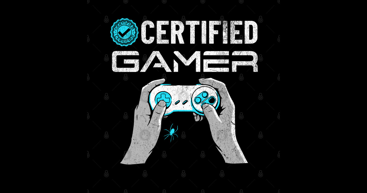 Certified Gamer with Spider Web - Gaming Apparel - Sticker | TeePublic