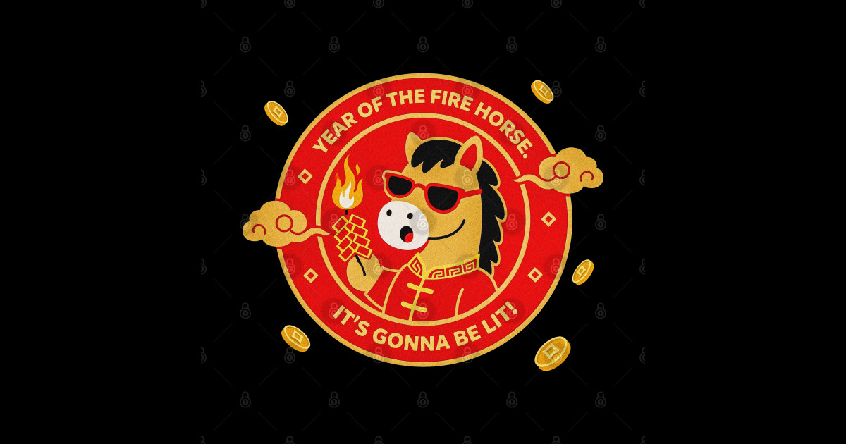 Year of the Fire Horse – Lunar New Year Red Zodiac Horse With ...