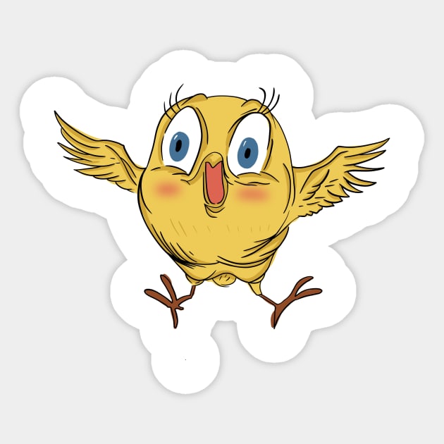 cute yellow bird - Bird - Sticker | TeePublic