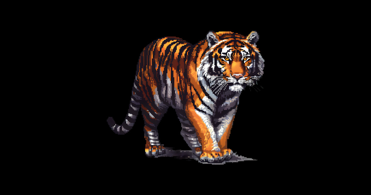Pixelated Tiger Artistry - Tiger - Sticker | TeePublic