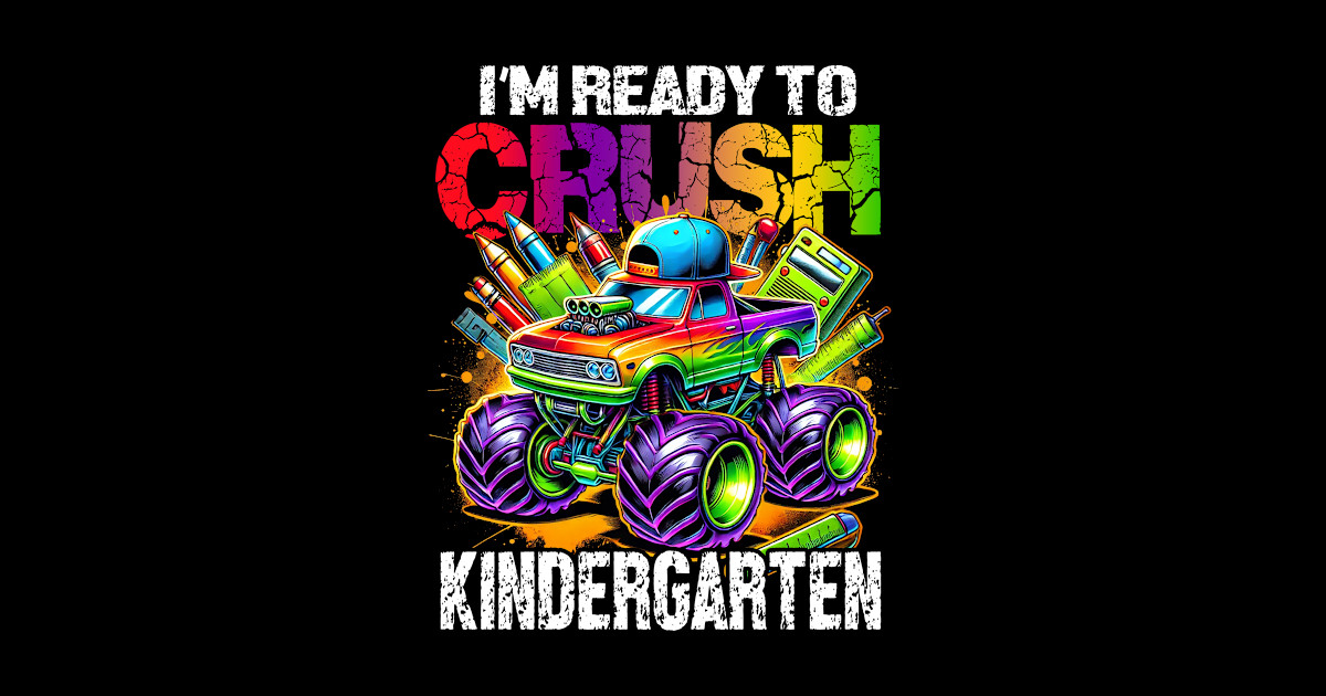 Back to School Boy Crush Kindergarten Monster Truck Backpack - First ...