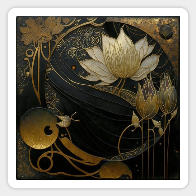 flower and gold - Flower - Sticker | TeePublic