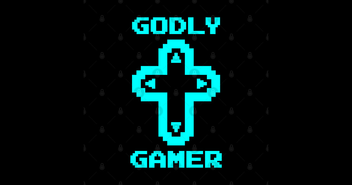 Godly Gamer (v3 - cyan) - Christian Gaming - Sticker | TeePublic