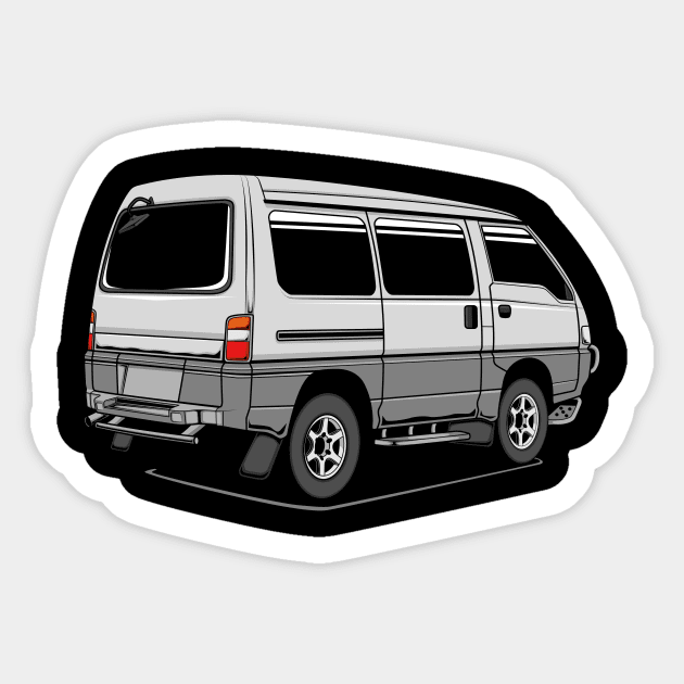 Jdm white delica rear classic - Mitsubishi - Sticker | TeePublic