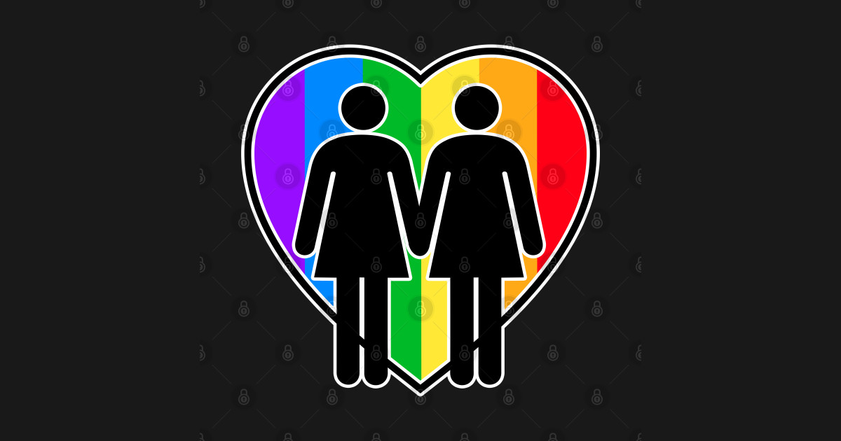 Lesbian Couple Valentines Day Rainbow Heart - Lesbian - Pin | TeePublic