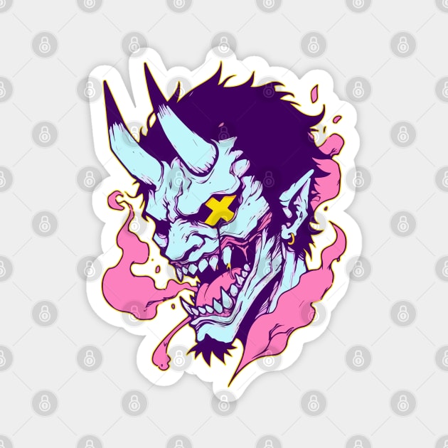 Cool Oni Yokai Hannya Ogre Neon Art - Oni Demon - Magnet | TeePublic