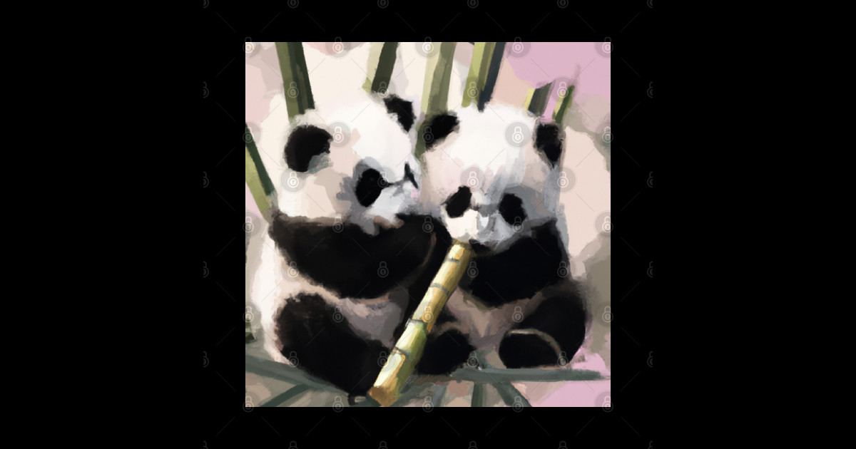 Baby Panda Bears eating bamboo - Panda Bear Baby - Sticker | TeePublic