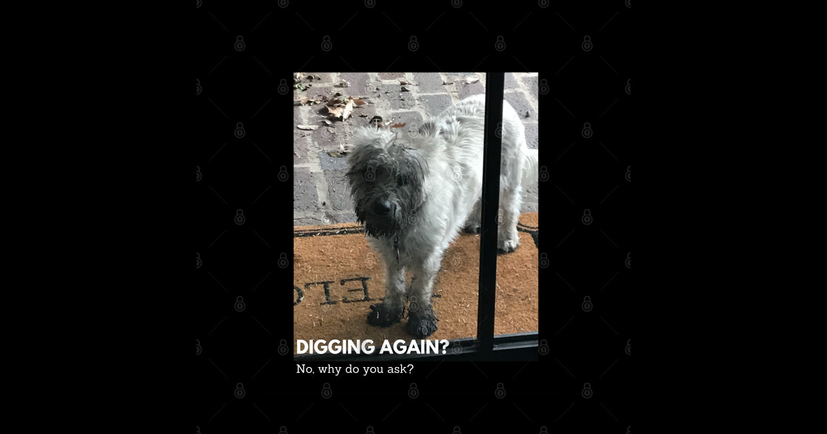 Digging Again? - Digger Dog - Sticker | TeePublic