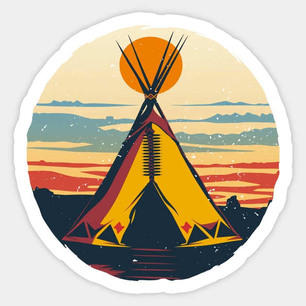 Native American Tipi Camp - Native American Tipi - Sticker | TeePublic