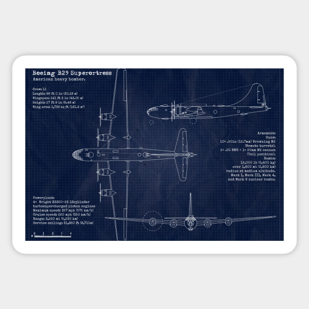 B29 Superfortress Blueprint - Boeing - Sticker | TeePublic