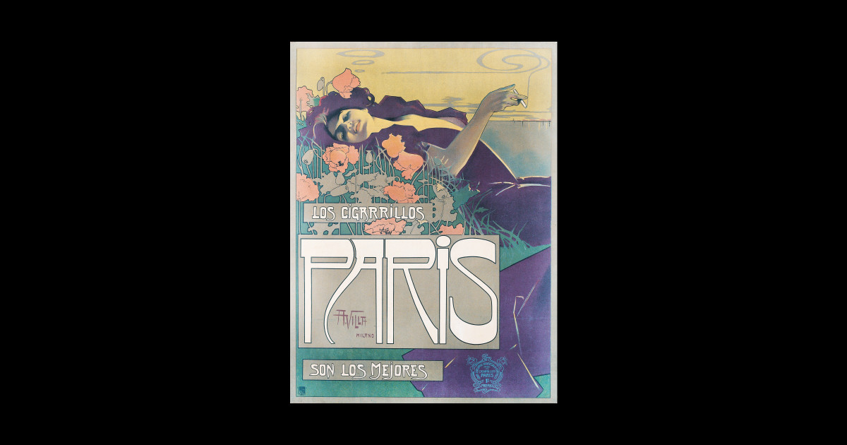 Cigarrillos Paris son los Mejores, 1901 - Art Nouveau Illustration ... Cigarrillos Paris son los Mejores, 1901 - Art Nouveau Illustration ...