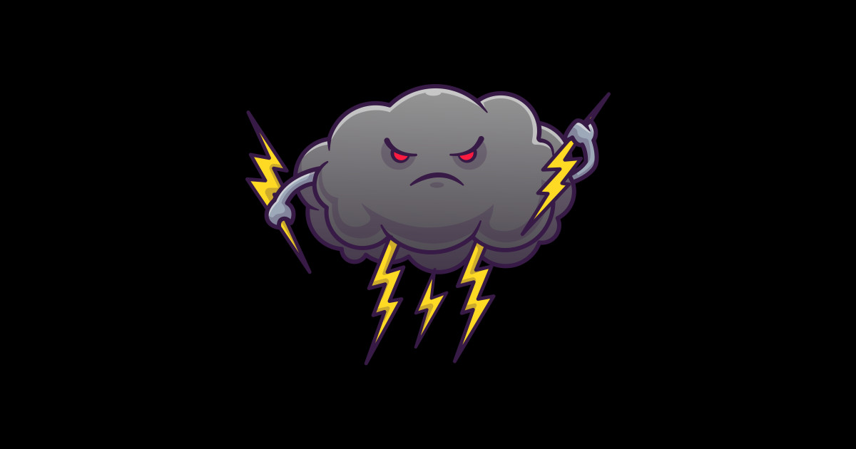 Cute Angry Cloud Storm With Thunder Cartoon - Cute Angry Cloud Storm ...