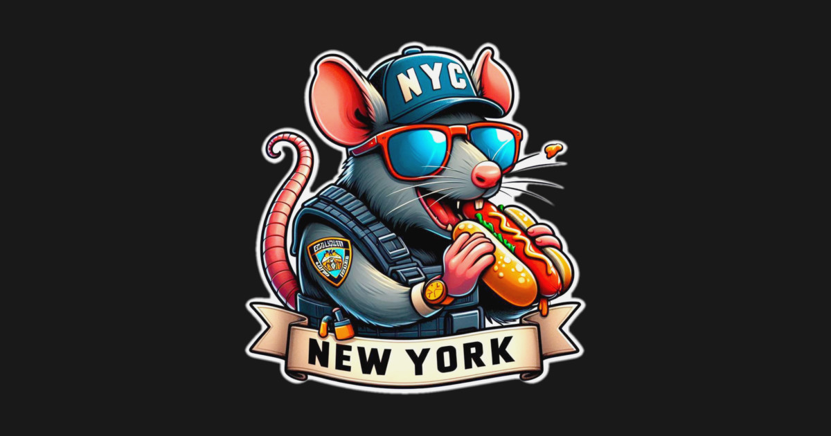 NYC RAT EATING A HOT DOG 6 - Rats Of Nyc - T-Shirt | TeePublic