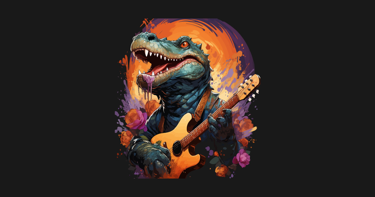 Alligator Playing Guitar - Alligator - T-Shirt | TeePublic