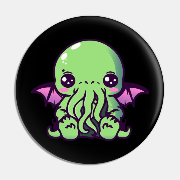 Cute Kawaii Cthulhu - Cthulhu - Pin | TeePublic