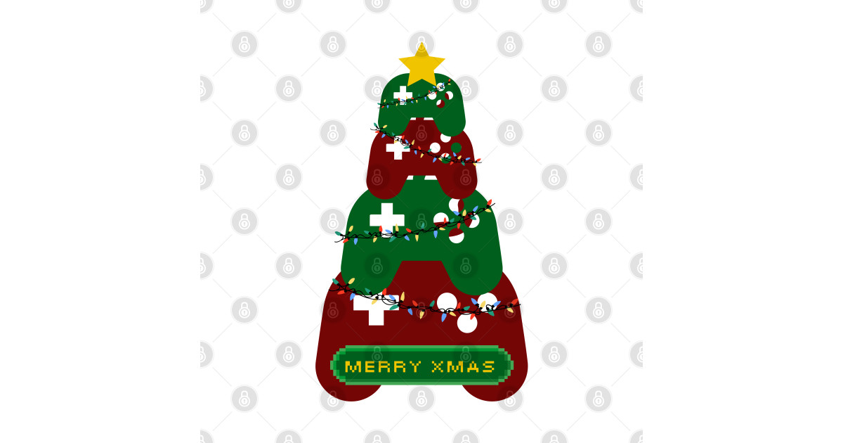 Merry Christmas-Game Controller Tree - Christmas Gamer Gift - T-Shirt ...