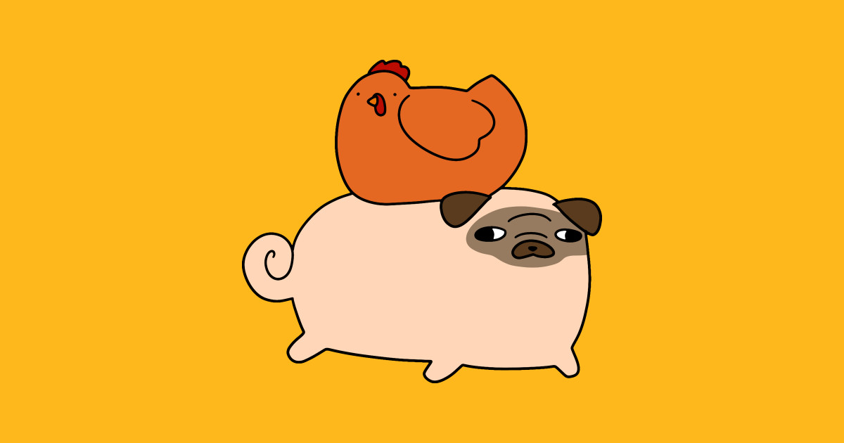 Pug and Little Red Chicken - Pug - Kids T-Shirt | TeePublic