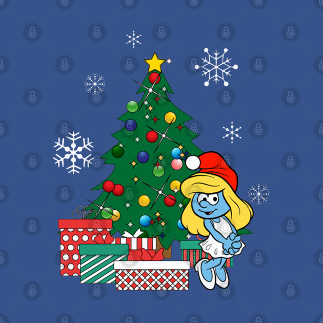 Smurfette Around The Christmas Tree - Smurf - T-Shirt Designed & Sold ...