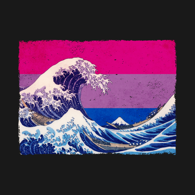 Bisexual Bi Pride Flag Japanese Kanagawa Wave - Bisexual - T-Shirt ...