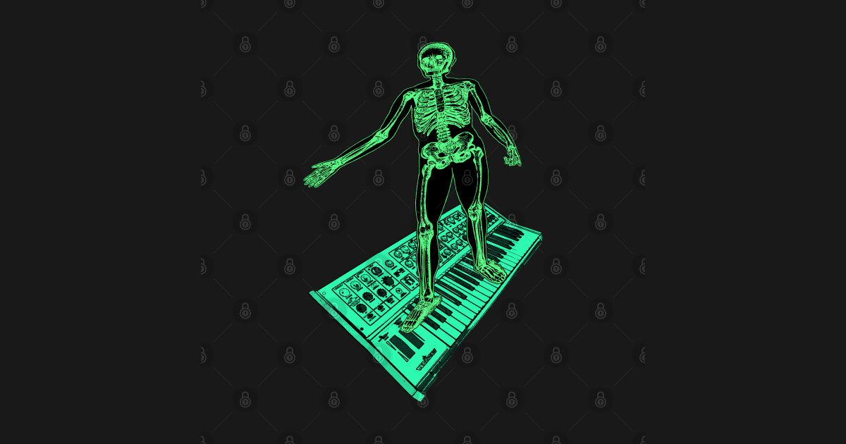 Synthesizer Surfing Skeleton - Synthesizer - T-Shirt | TeePublic