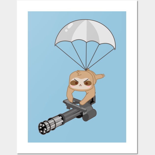 Spy Sloth with Gatling guns - Sloth - Posters and Art Prints | TeePublic