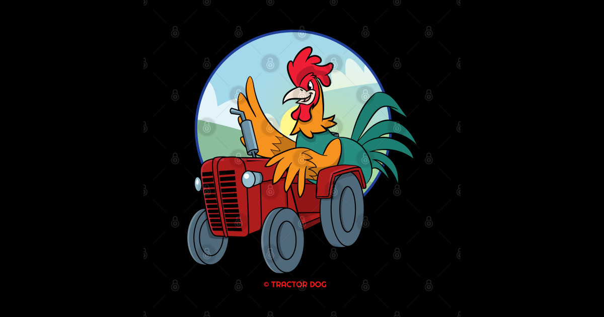 Tractor Critters Rooster - Rooster Driving A Tractor - Sticker | TeePublic