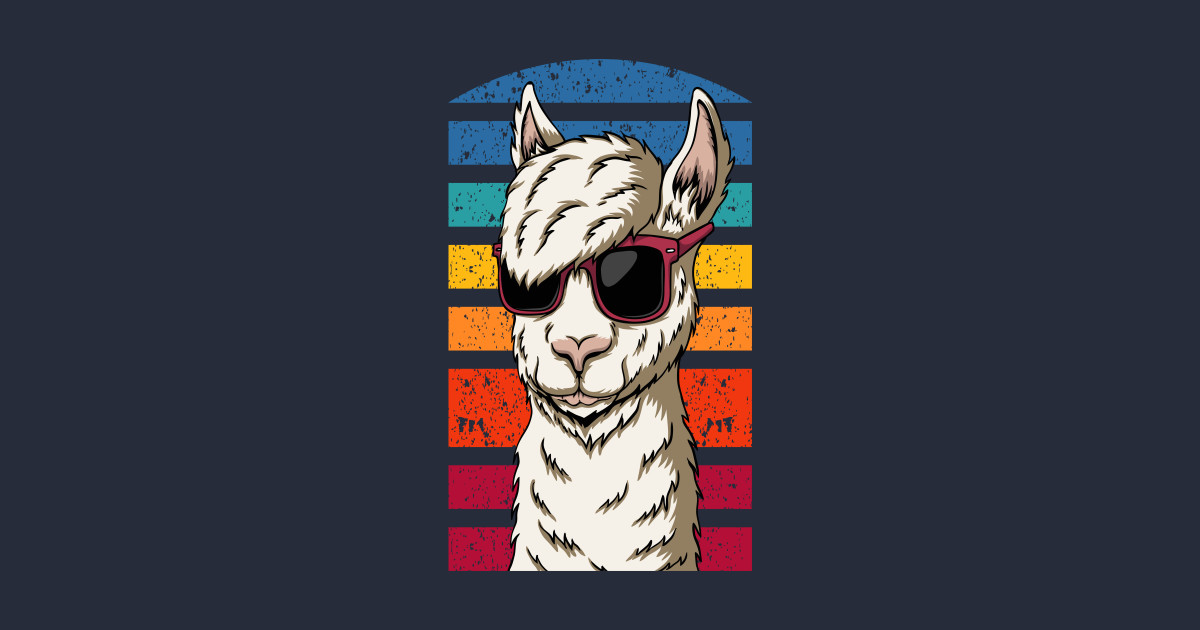 Retro Chill Llama with Sunglasses - Llama Art - T-Shirt | TeePublic
