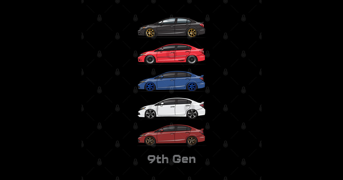 Five 9th Gen. - Civic - Sticker | TeePublic