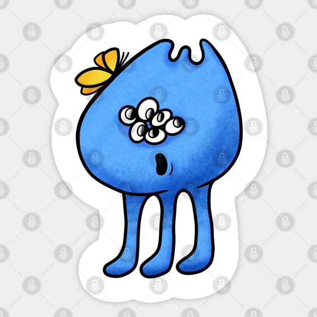 Cute cartoon blue alien with three legs - Cute Alien - Sticker | TeePublic