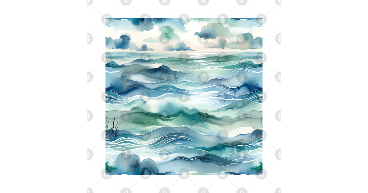 Tranquil Tides Watercolor Ocean - Tranquil Tides Watercolor Ocean - T ...