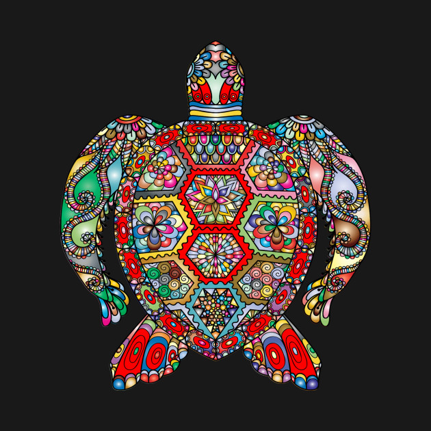 colorful turtle art - Turtle - T-Shirt | TeePublic
