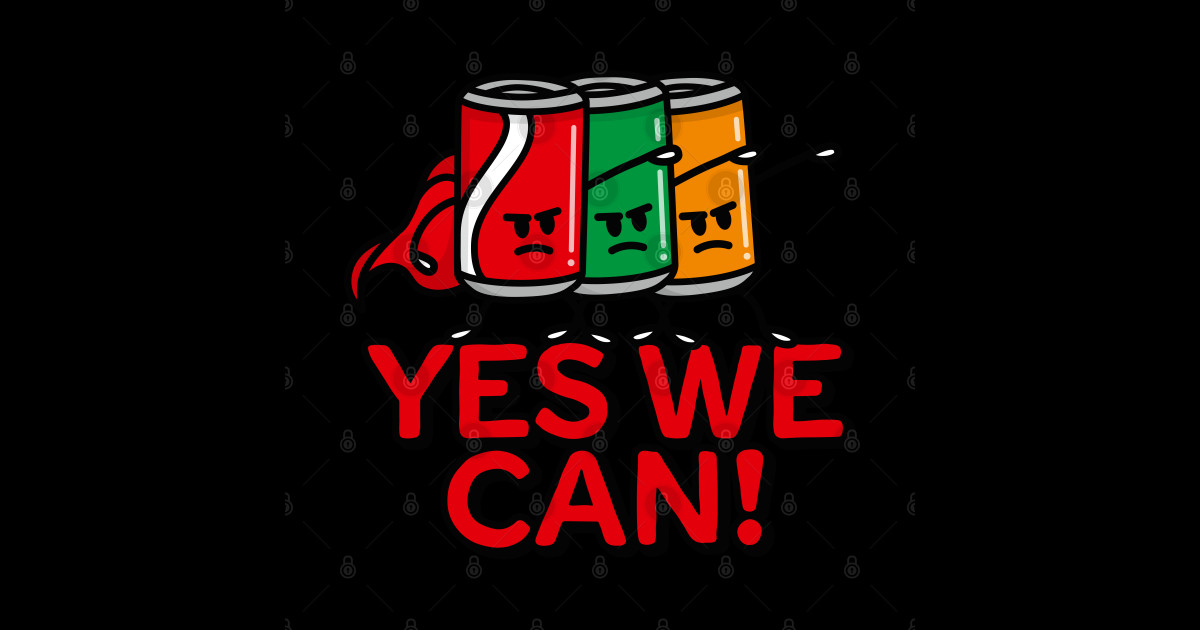 Yes we can, super hero funny Soda cans pun cartoon - Yes We Can - Pin ...