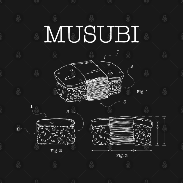 Funny Musubi Patent Drawing - Musubi - T-Shirt | TeePublic