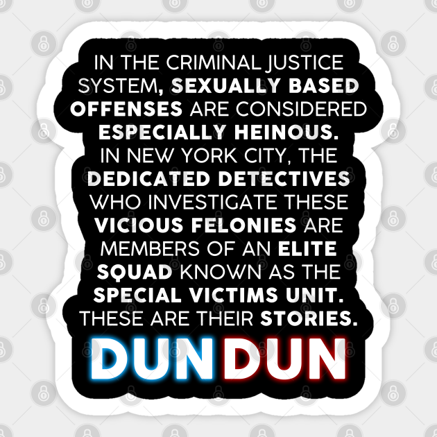 Law and Order: SVU opening monologue - Law And Order Svu - Sticker ...