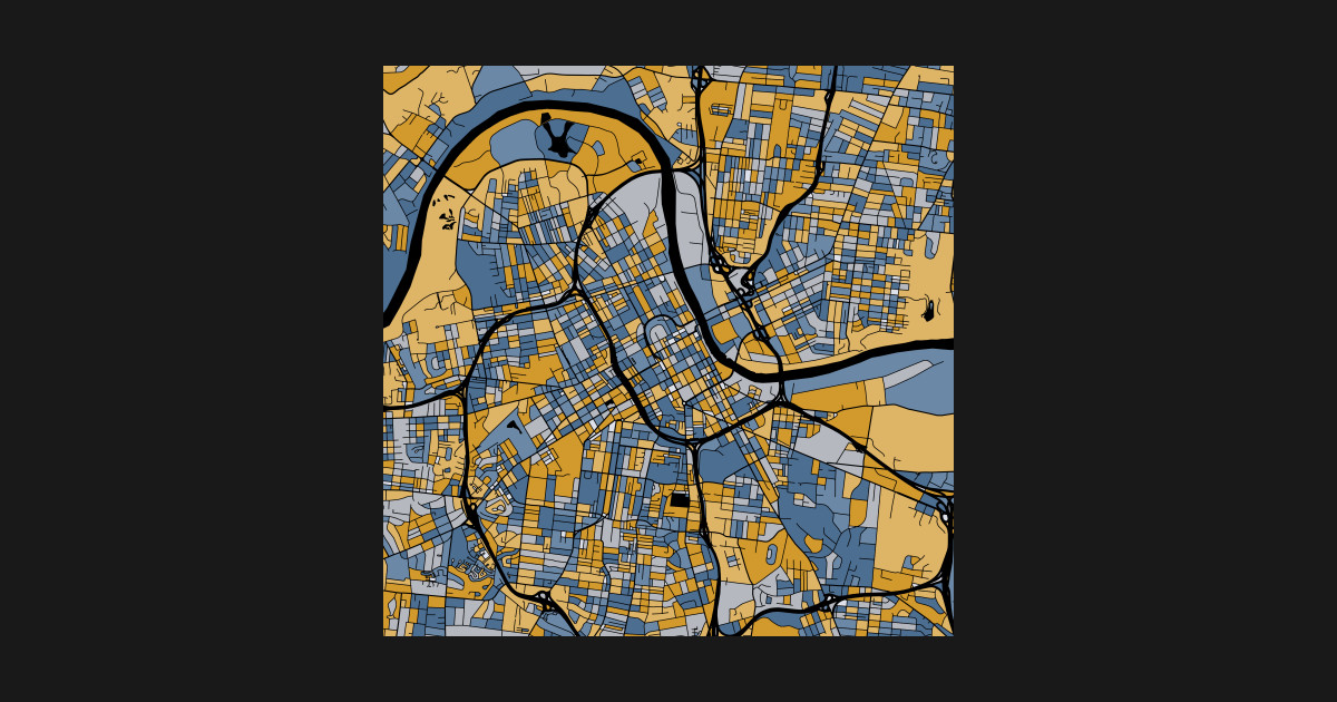 Nashville Map Pattern in Blue & Gold - Nashville Map - T-Shirt | TeePublic