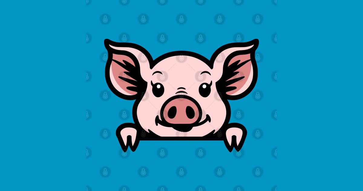 Peeking Pig Head - Peeking Pig - T-Shirt | TeePublic