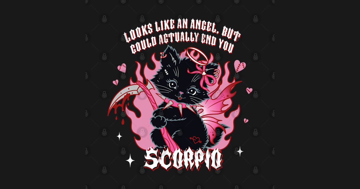 scorpio emo black kitty - Cat Lover Gifts - T-Shirt | TeePublic