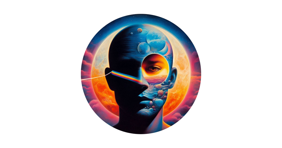 trippy prism human portrait - Dark Side Of The Moon - T-Shirt | TeePublic