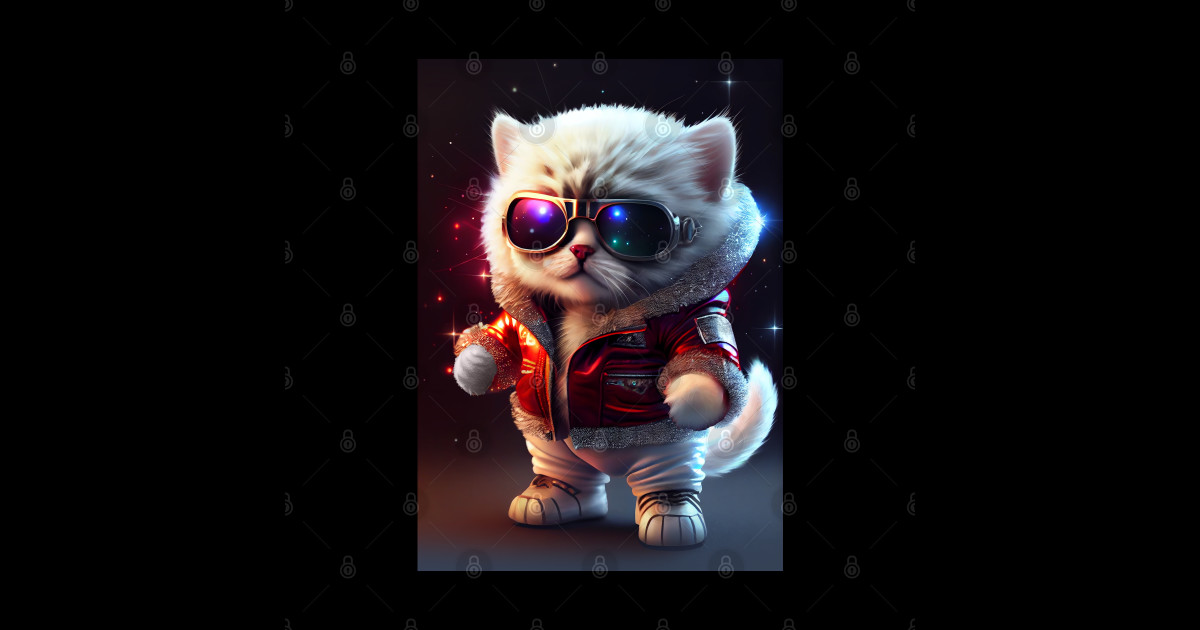 Cute Cosmic Cat - Anime Art design - Cute Cat - Sticker | TeePublic