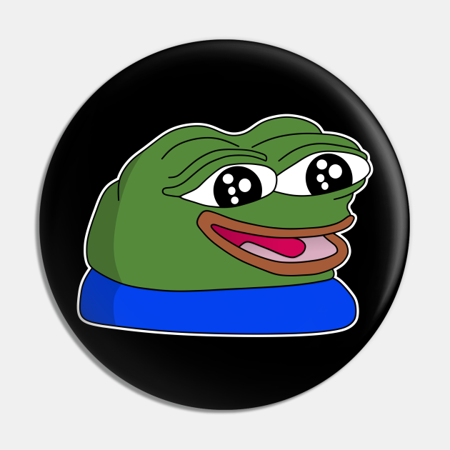 peepoHappy - White Outline - Propeller Pepe - Pin | TeePublic