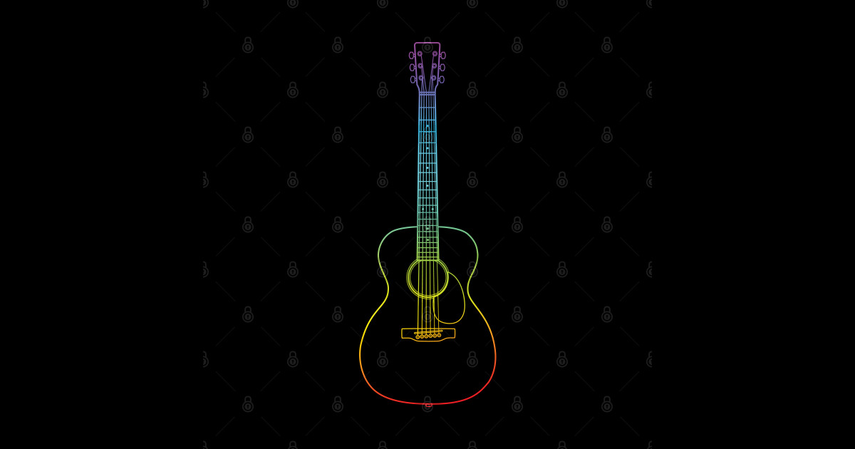 Concert Style Acoustic Guitar Colorful Outline - Acoustic Guitar ...