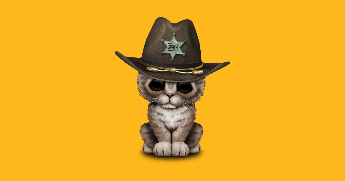 Cute Kitten Sheriff - Kitten - T-Shirt | TeePublic