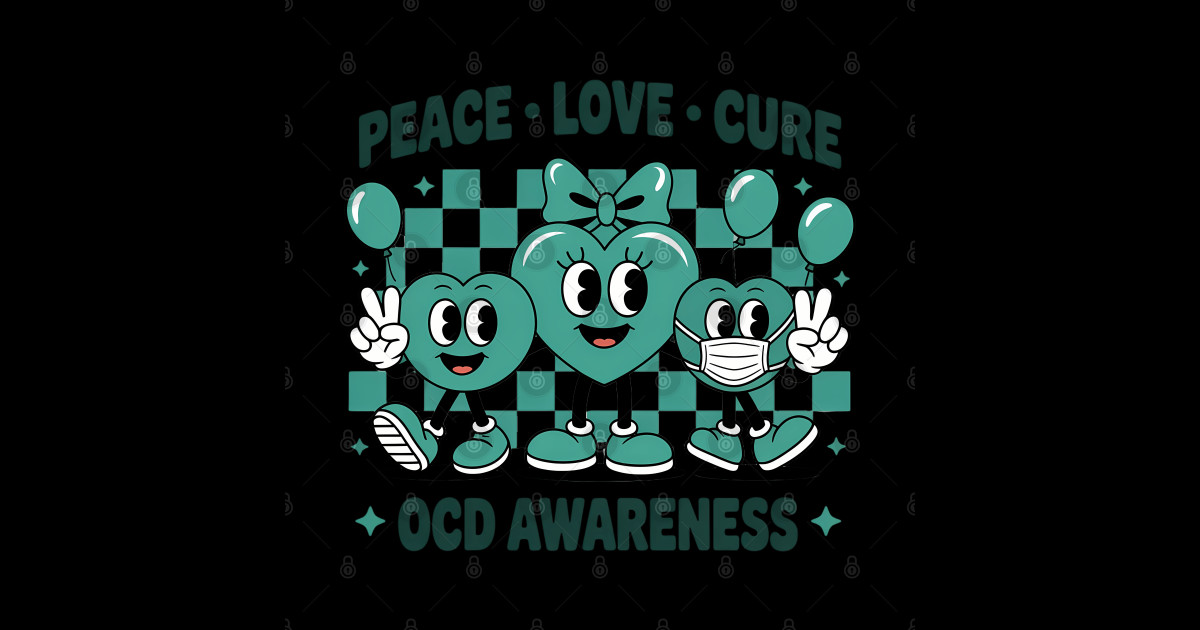 Teal Ribbon Survivor Groovy OCD Awareness - Ocd Awareness - Shorts ...